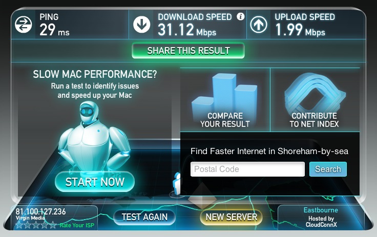 My lightning speed internet connection - The Technology Shed - BRISKODA