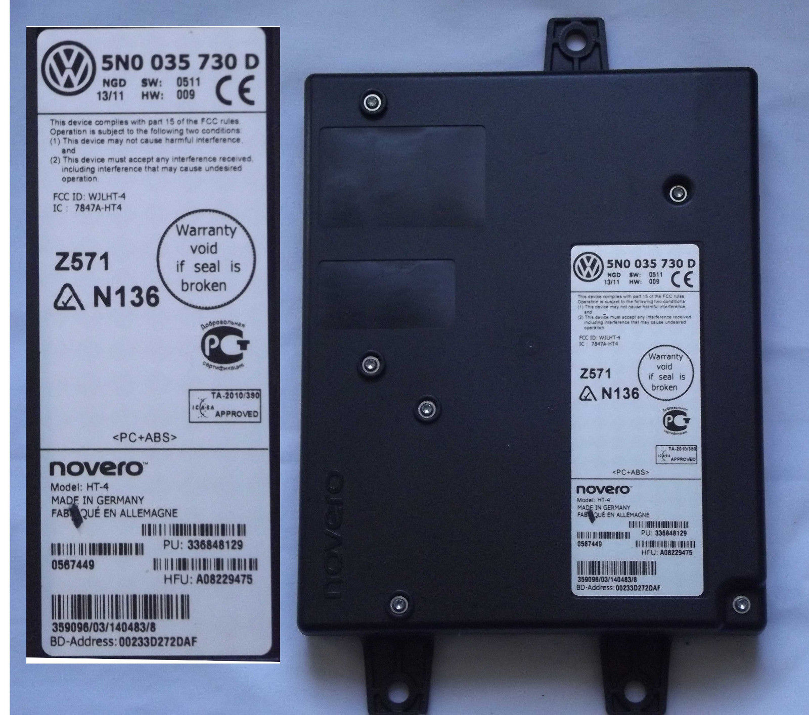 Skoda VW rSAP Bluetooth phone module 5NO 035 730D - Skoda Octavia Mk2 ...