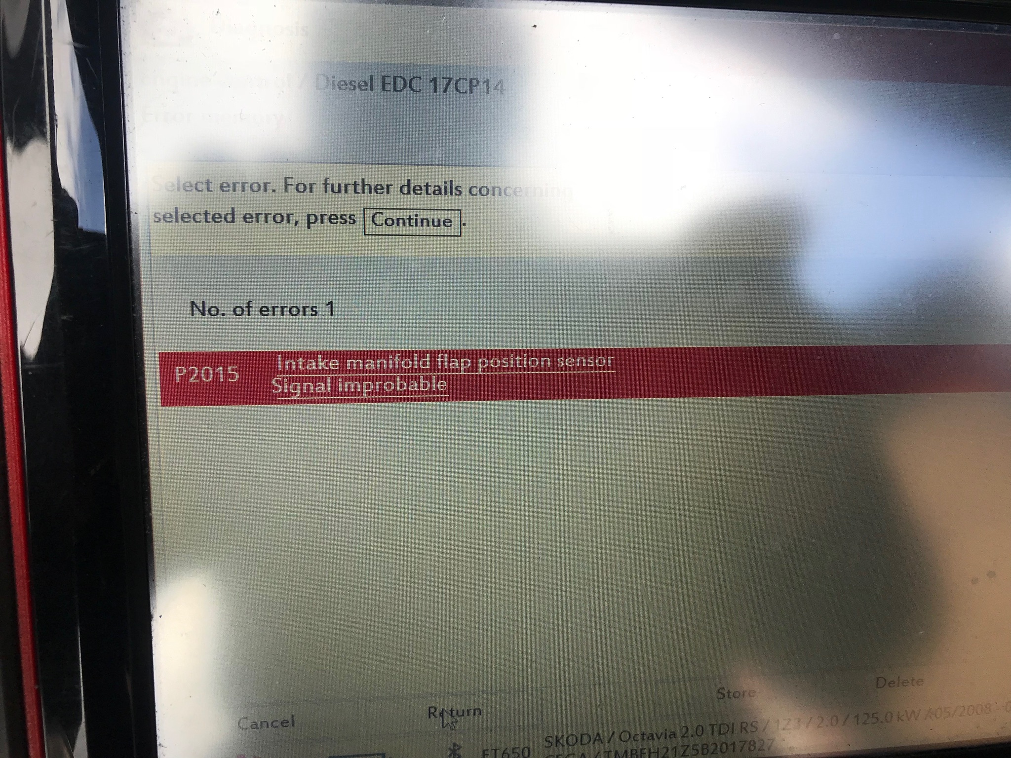 Error code P2015 "sensor for intake manifold flap position" fixed with ...