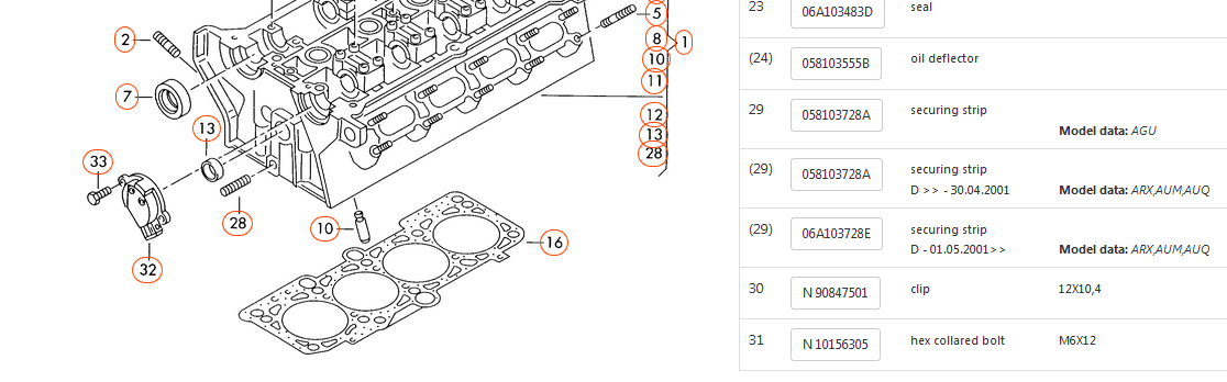 Camshaft position sensor bolts part # or equivalent needed - Skoda ...
