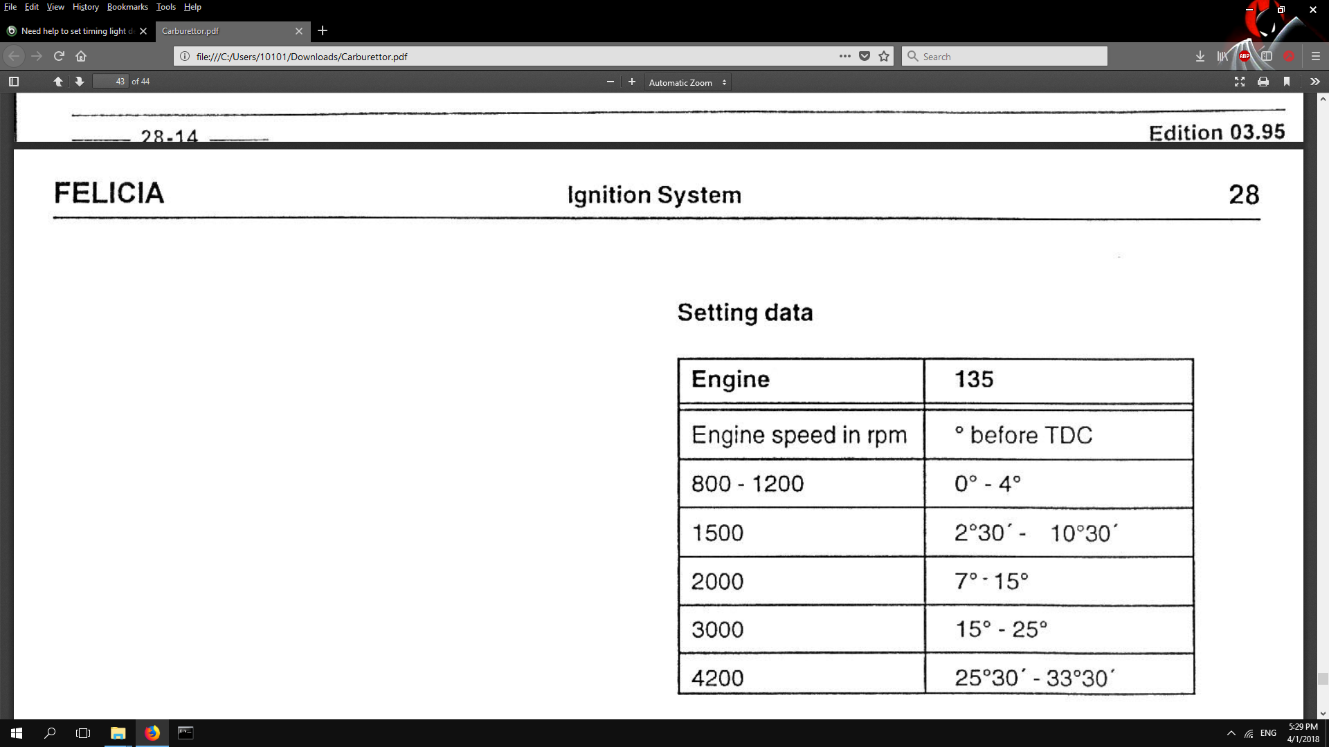 Need help to set timing light degree in MT241A device - Skoda Favorit ...