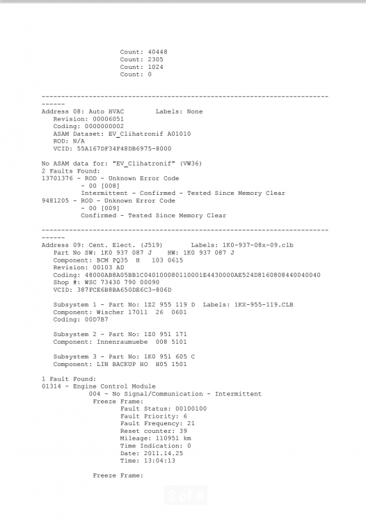 Help with fault codes - Skoda Octavia Mk2 (2004 - 2013) - BRISKODA