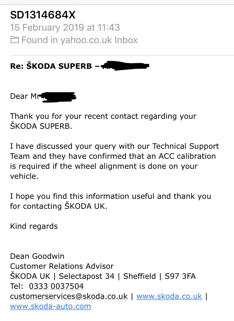 Wheel alignment car with ACC - Skoda Superb Mk3 (2015 - 2023) - BRISKODA