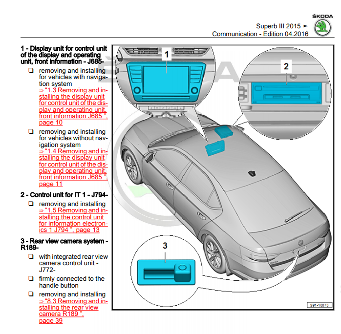 Reversing camera main dealer - Skoda Superb Mk3 (2015 - 2023) - BRISKODA