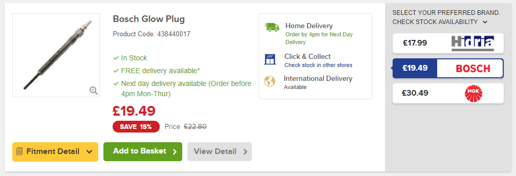 CFGB engine: how much does replacing a glow plug / injector cost ...