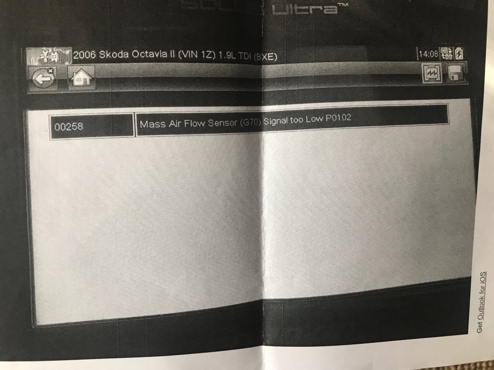 Emissions Warning Symbol & Code PO102 - Skoda Octavia Mk2 (2004 - 2013 ...