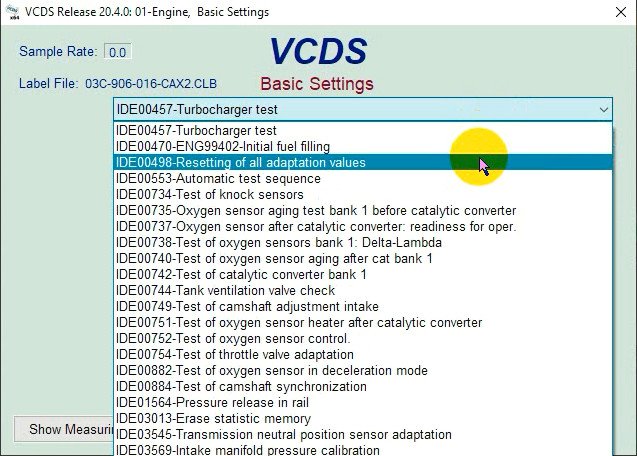 Resetting of All Adaptation Values - Diagnostics & VCDS - BRISKODA