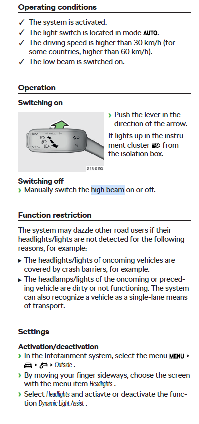 Dynamic Light Assist (DLA) on Matrix LED System - Skoda Octavia Mk4 ...