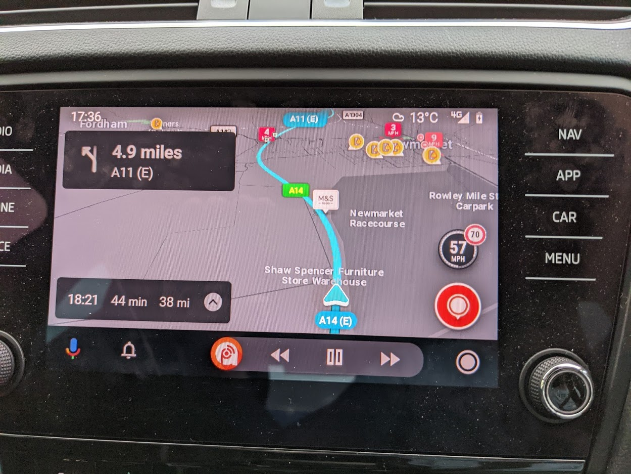 Google Maps current Speed in Android Auto - Skoda Octavia Mk3 (2013 ...