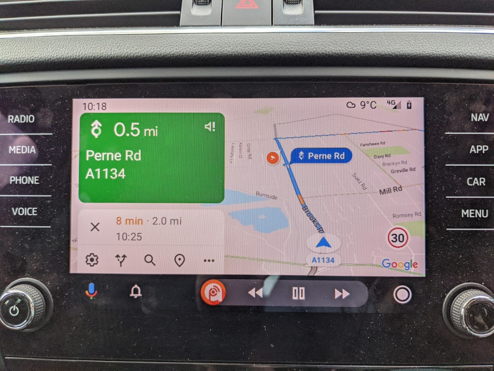 Google Maps current Speed in Android Auto - Skoda Octavia Mk3 (2013 ...