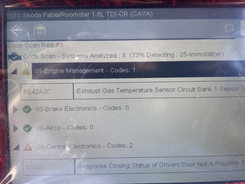 Fabia 2011 1.6tdi 75ps exhaust gas temperature sensor - Diagnostics ...