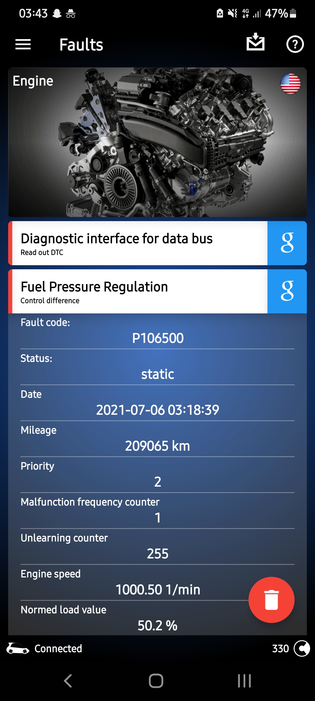 Fault code P106500 fuel pressure regulation control difference - Skoda Octavia Mk3 (2013 - 2020 ...