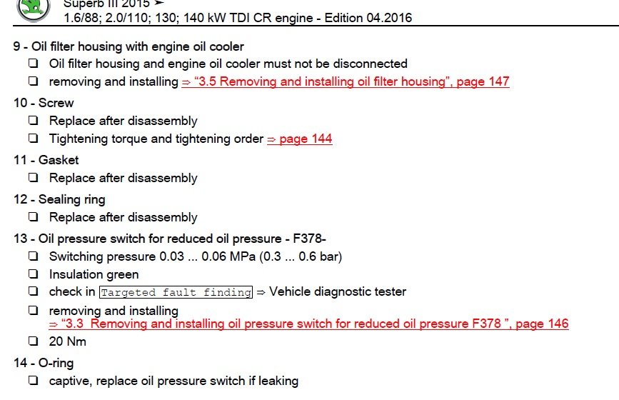 Skoda Superb Oil Pressure Regulation Valve - Skoda Superb Mk3 (2015 ...