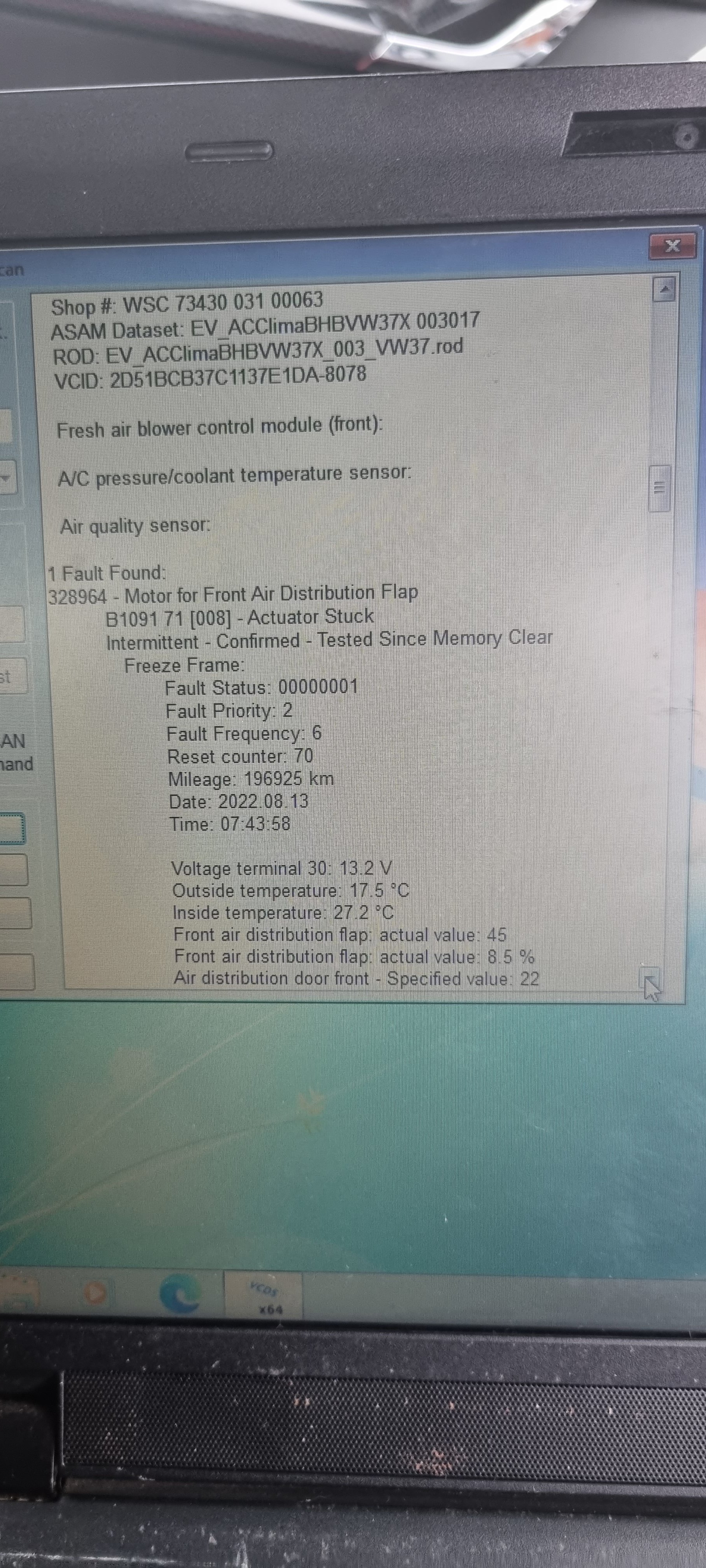 Fault code 928364 air distribution flap - Skoda Octavia Mk3 (2013 ...
