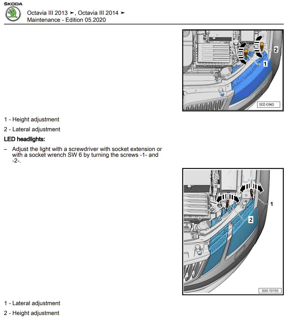 Octavia 3 FL high beam (H7 lamp) regulation - Skoda Octavia Mk3 (2013 ...