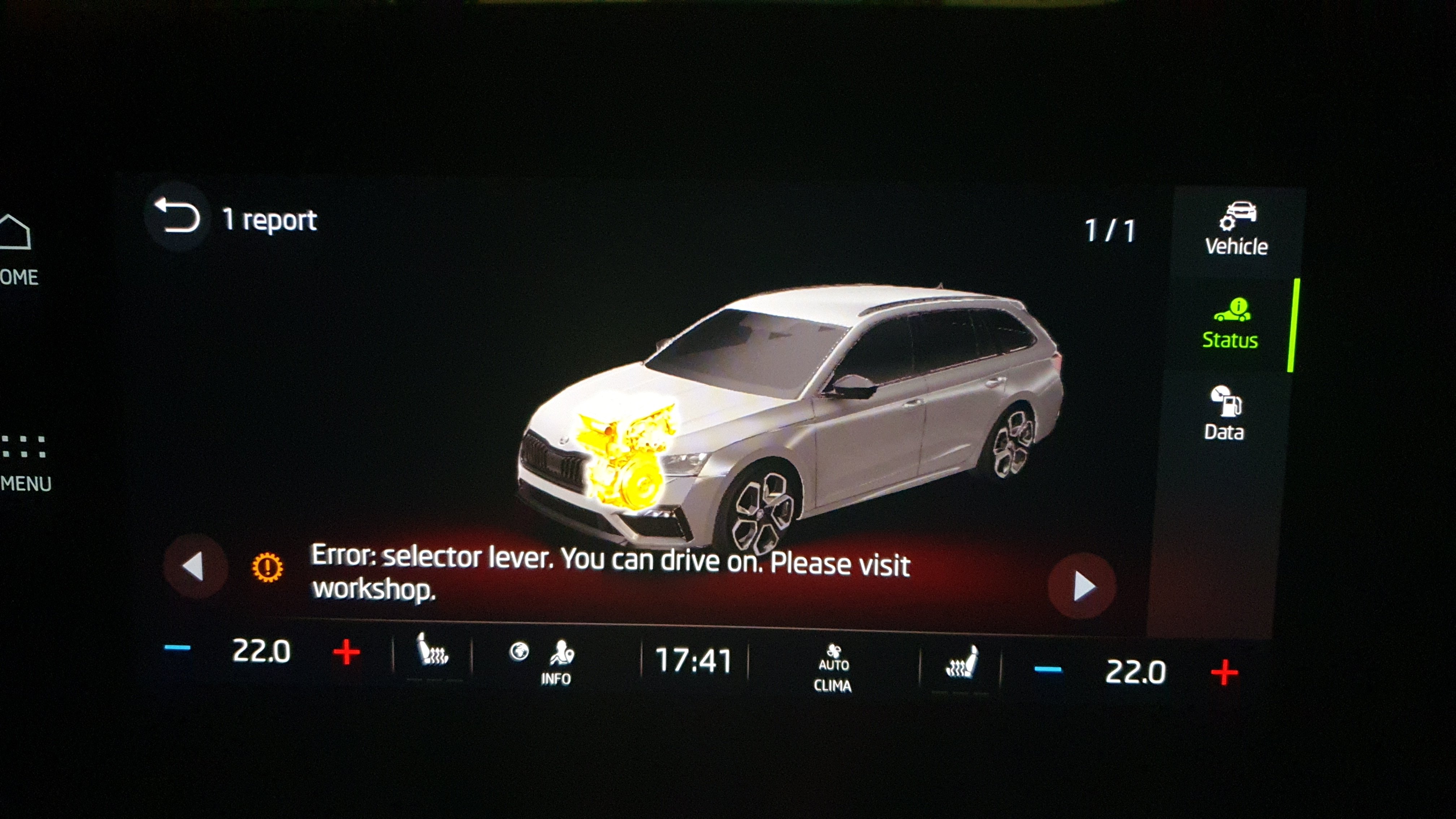 Error Selector Lever Skoda Octavia Mk4 2020 Briskoda 