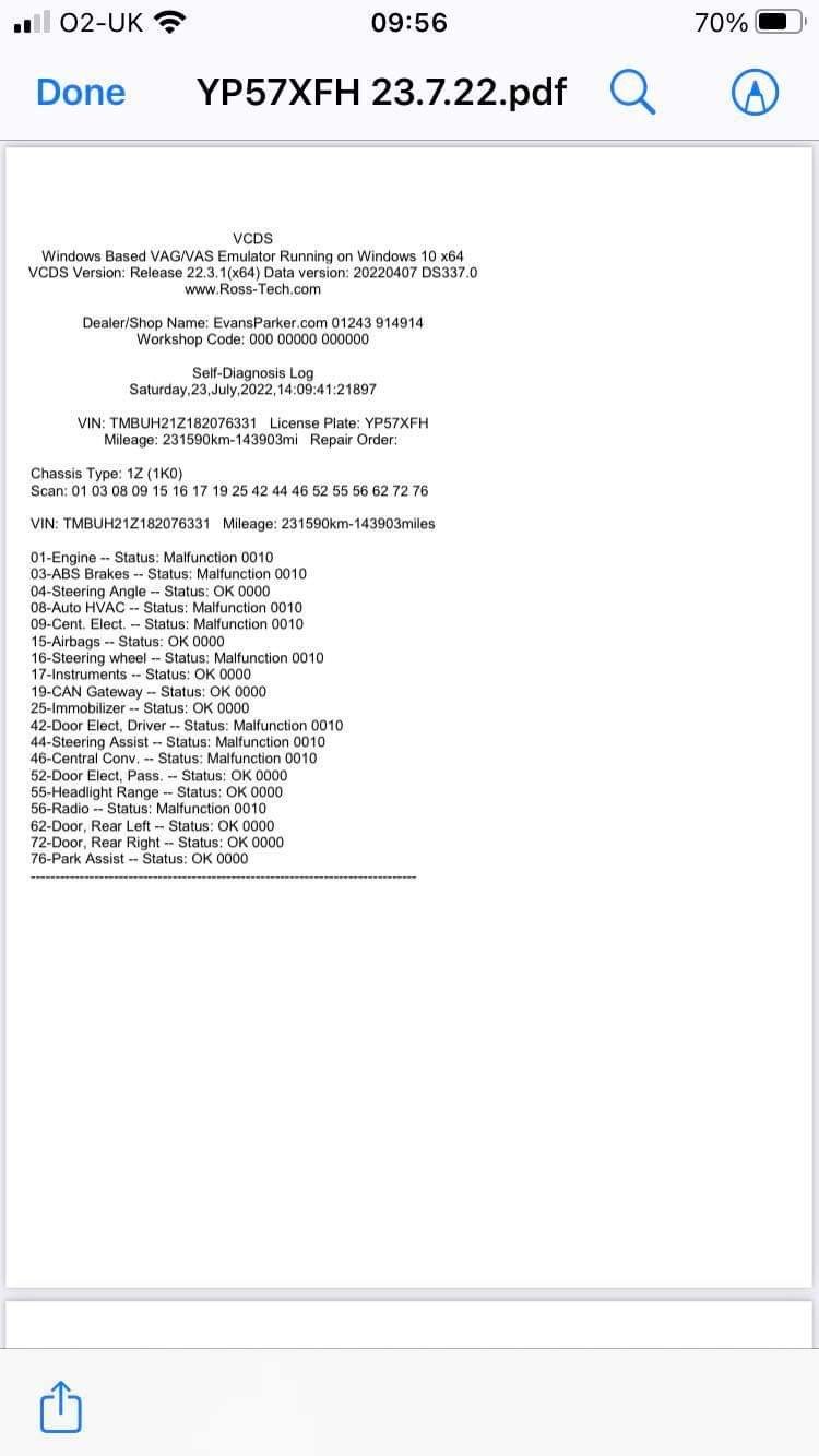 P0642 Code - Skoda Octavia Mk2 (2004 - 2013) - BRISKODA