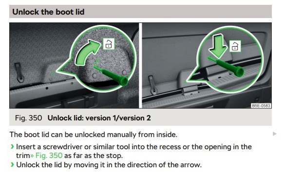 Emergency Boot release - Skoda Octavia Mk3 (2013 - 2020) - BRISKODA