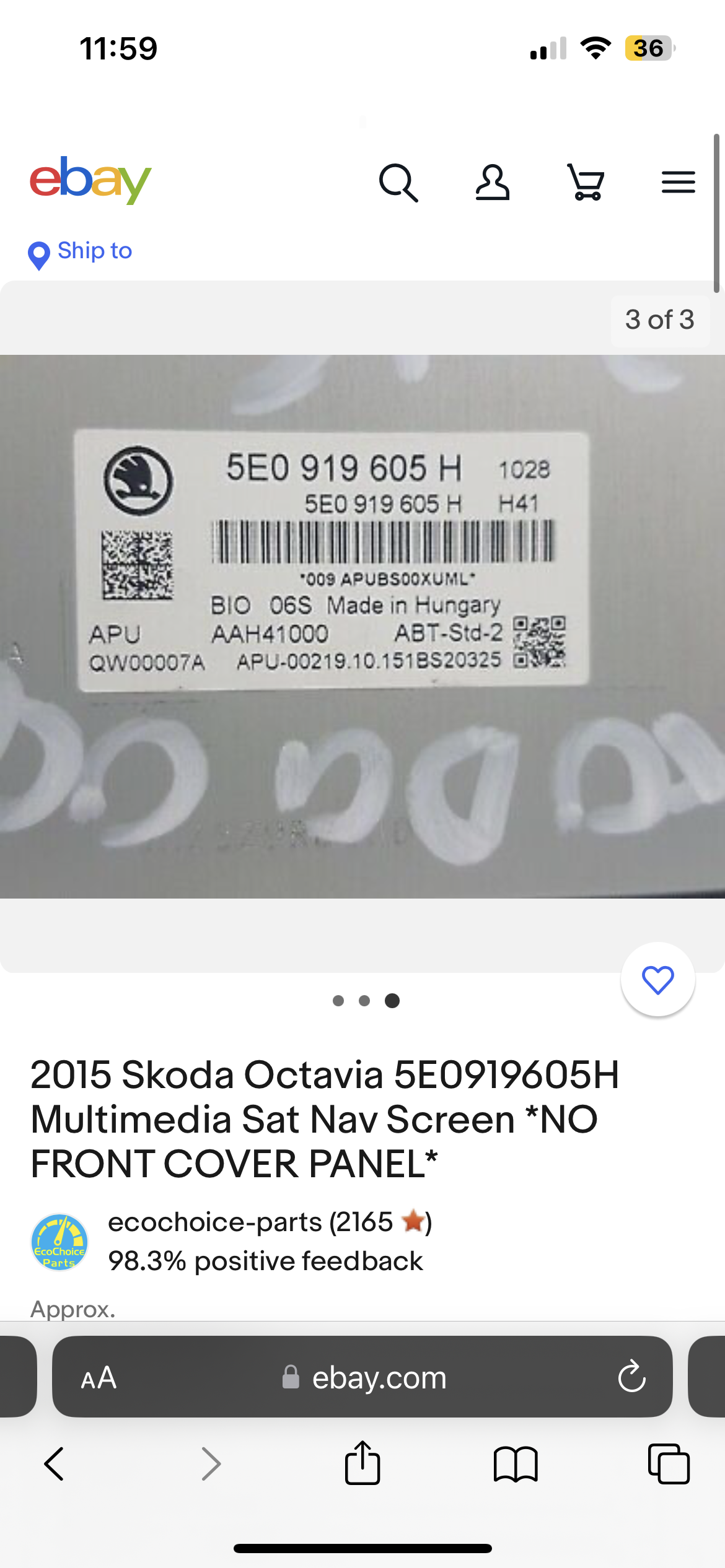 Screen replacement help! 5E0919605H - Skoda Octavia Mk3 (2013 - 2020 ...
