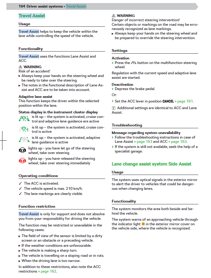 Travel Assist - Steering Wheel button - Skoda Octavia Mk IV (2020 ...