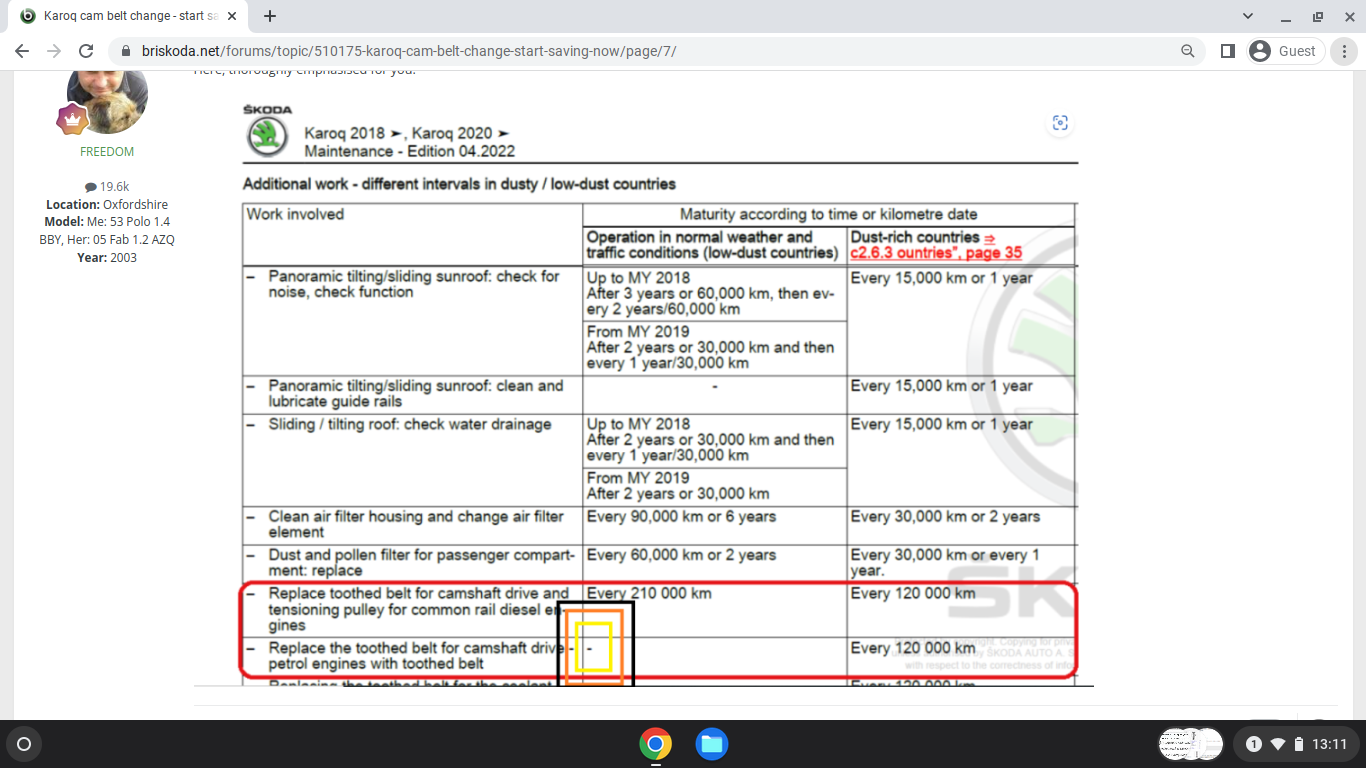 VAG CAMBELT REPLACEMENT INTERVAL CHANGE - General Automotive Chat ...