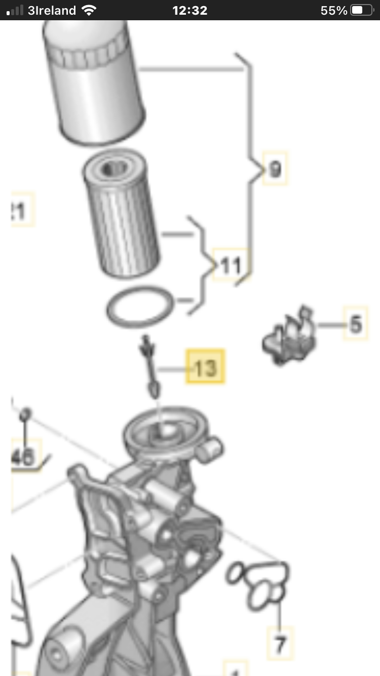 Correct oil filter black connection piece part number please? - Skoda ...