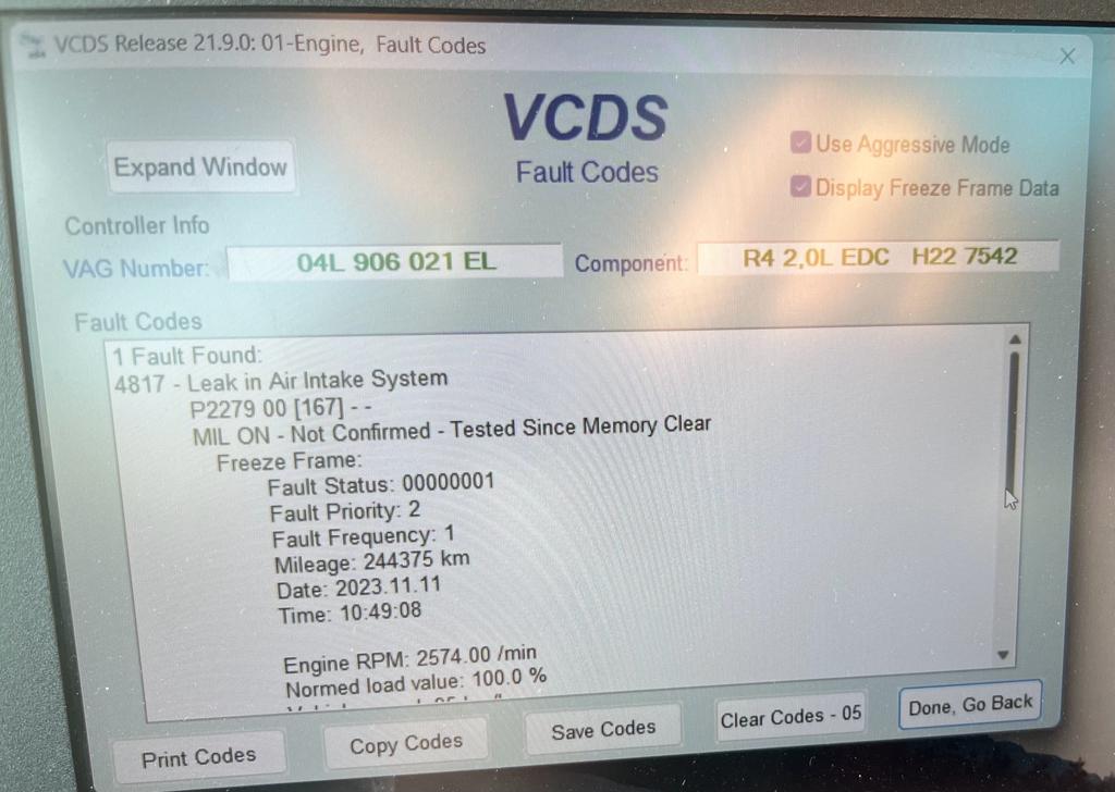 Leak in Air Intake System P2279 00 (167) 2.0 TDI RS CUPA - Skoda ...