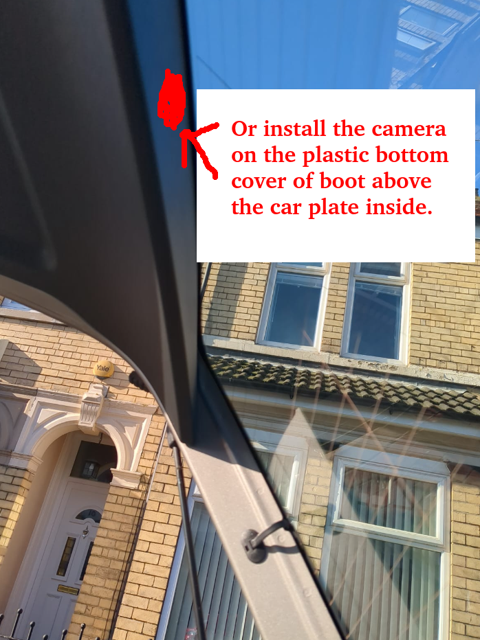 Rear window camera mounting and cable run so it is using the cable ...