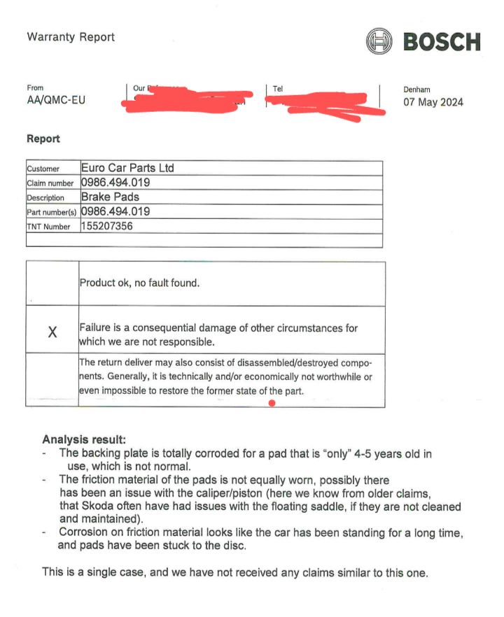 WARNING Bosch Brake Pad Quality Dangerous - Skoda Fabia Mk2 (2007-2014 ...