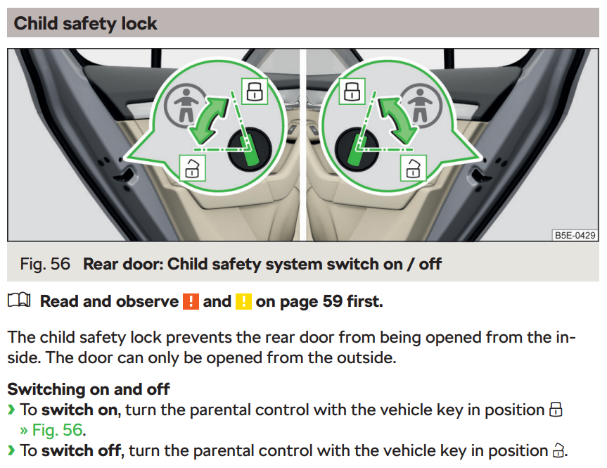 Child lock - Skoda Octavia Mk3 (2013 - 2020) - BRISKODA