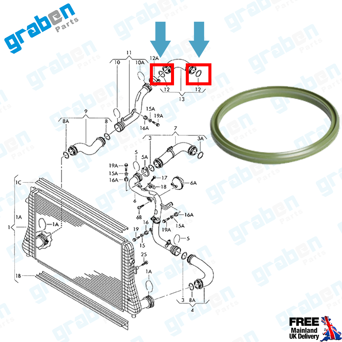 Boost Pipe Seal PN - 2009 Octavia 2 VRS LTD ED - CCZA - Skoda Octavia ...